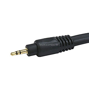 Monoprice Audio Cable - 0.58 Feet - Black | Premium 3.5mm Stereo Male to 2 3.5mm Stereo Female 22AWG, Gold Plated