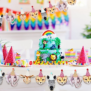 2 Pcs Animal Banner Jungle Safari Animal Banner Jungle Baby Shower Banner Woodland Animal Theme Decorations Boys Girls Birthday Party Supplies