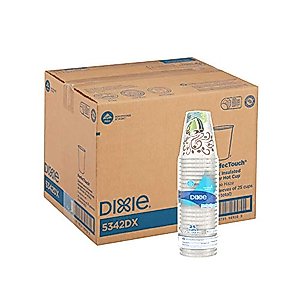 Dixie PerfecTouch 12 Oz Insulated Paper Hot Coffee Cup by GP PRO (Georgia-Pacific), Coffee Haze, 5342DX, 500 Count (25 Cups Per Sleeve, 20 Sleeves Per Case)