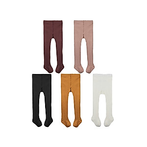 Century Star Baby tights Toddler tights Knit Cotton Stockings Tights for girls Newborn Pants Thick Toddlers Girl Leggings 5 Pairs Black White Turmeric Pink Purple 4-5T