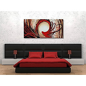 Seekland Art Hand Painted Abstract Oil Painting on Canvas Modern Wall Deco Artwork Framed Ready to Hang Contemporary Picture (Framed 48 * 24 inch)
