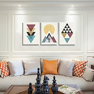 MHARTK66 Abstract Geometry Wall Art Prints, 3 Framed 12 x 16 inch Canvas, Bedroom Living Room Bathroom Decor