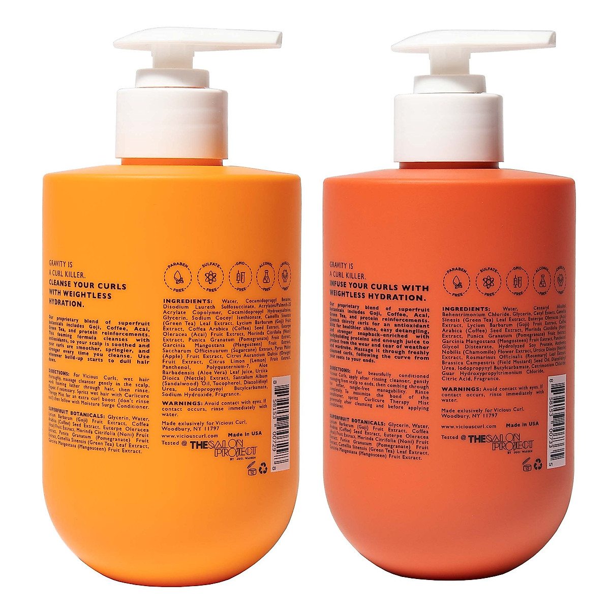 Vicious Curl Foaming Curl Cleanse and Moisture Surge Conditioner Kit – Clarifying Shampoo and Deep Conditioner for Curly Hair – Color-Safe, GMO-Free, with Amino Acids, Proteins & Superfruits (10 oz)