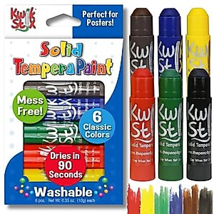 Kwik Stix Solid Tempera Paint Sticks, 6 Colors, Washable Paint Sticks for Kids, Super Quick Drying, Non-Toxic, Allergen Free, Paint Sticks in Classic Colors, Paint for Kids and Toddlers