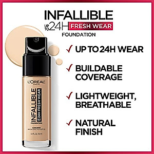 L'Oreal Paris Makeup Infallible Up to 24 Hour Fresh Wear Foundation, Beige Ivory, 1 Ounce