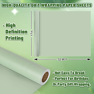 JarThenaAMCS Sage Green Wrapping Paper - Mini Roll - 17 In x 32.8 Ft Solid Green Gift Wrap Paper Decorative DIY Art Craft Paper for Wedding Birthday Baby Shower Party Supplies