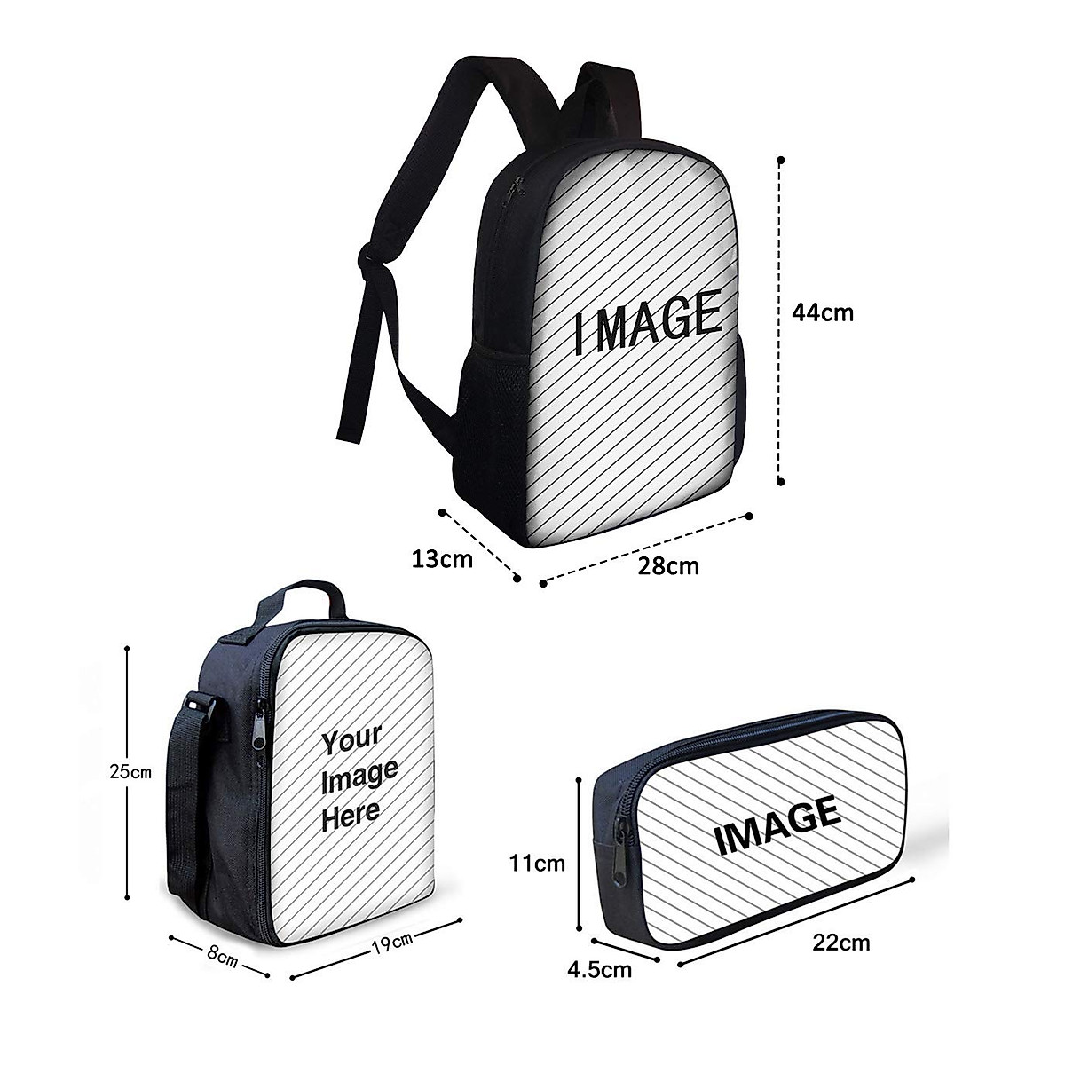 Howilath 3 PCS Dreamcatcher Canvas Daypack Casual School Bag for Girls, Kids 17 Inch Backpack Set Teen Boys Shoulder School Bags Insulated Lunchbox with Pencil Case