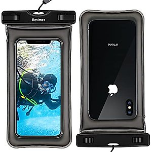 Rosimax Waterproof Phone Pouch Floating IPX8 Underwater Snorkeling Diving Cell Phone Case Dry Bag for iPhone 13 12 11 Pro Max Xs XR X 8 7 6S Galaxy S20 S10 Plus S10e Note 10 9 Pixel up to 7" (Black)