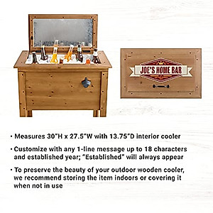 Let's Make Memories Personalized Tavern Outdoor Wooden Cooler - Father’s Day - for Dad - Burgundy