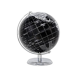 Exerz World Globe Black Dia 5.5-inch - Mini Educational Globe of Earth - Metal Base - Metallic Black