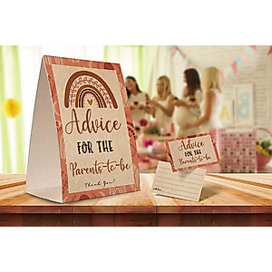 Advice for the Parents-to-Be Sign, Baby Shower Advice Game Kit (1 Standing Sign + 50 Advice Cards), Baby Showers Decorations-NPZAD08