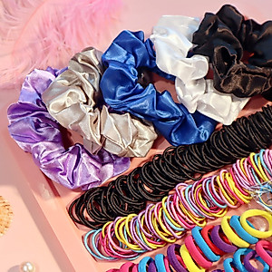 YANRONG Ponytail Holders and Scrunchies For Girls and Women, Traceless Elastic Ropes and Rubber Bands For Hair, Baby and Kids (2155PCS) Mix