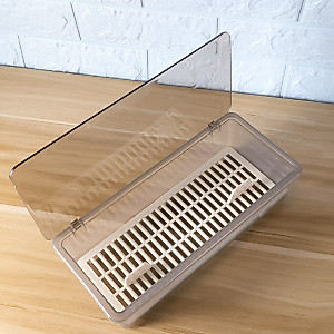 Cabilock Utensil Holder Cutlery Storage Box Plastic Tray Flatware Organizers with Lid- proof Cutlery Tray and Utensil Storage Container Countertop Storage Container (Black) Plastic Silverware