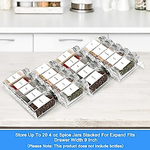 Vertexly Acrylic Seasonings Spice Rack,Acrylic Spice Drawer Organizer,4 Tier,for Drawer/Countertop,Organize and Display Your Spices,and Seasonings(Jars not included)