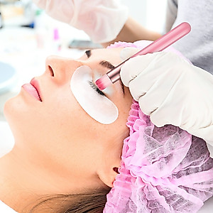 30 Pieces Red Flower Head Lash Shampoo Brush with Container, Eyelash Extension Cleanser Brush Nose Pore Deep Cleaning Brush Peel Off Blackhead Brush Remover Tool for Facial Cleansing, Pink Handle