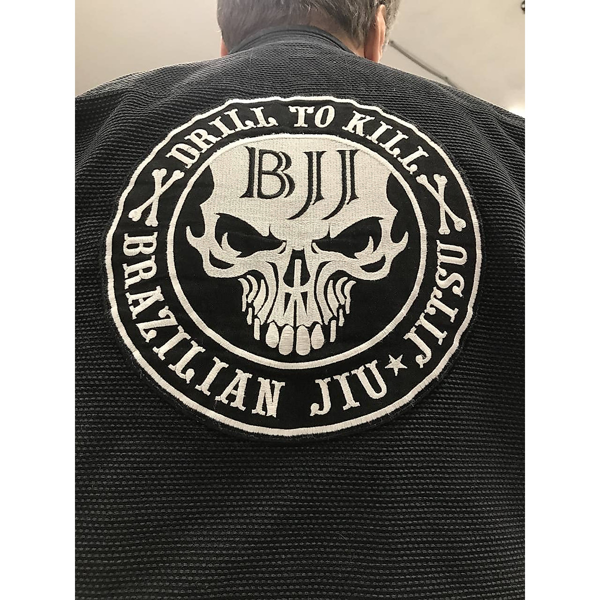 Gi Store Rocks! BJJ Patches Set of Two Drill to Kill 4.7 and 9.8 inches sew on Jiu Jitsu GIS Patch Design for - Womens Gi Gifts Him, GS-0011224