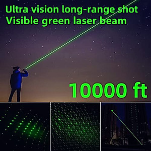 Long Range Green Laser Pointer High Power 10000 Feet, Rechargeable Green Laser Pointer High Power for Presentations Astronomy