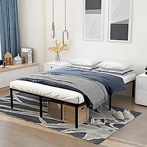 Yedop 18 Inch California King Size Bed Frames, No Box Spring Needed, 2500 lbs Heavy Duty Steel Slat Support, Non-Slip & Noise Free, California King Metal Bed Frame, Black