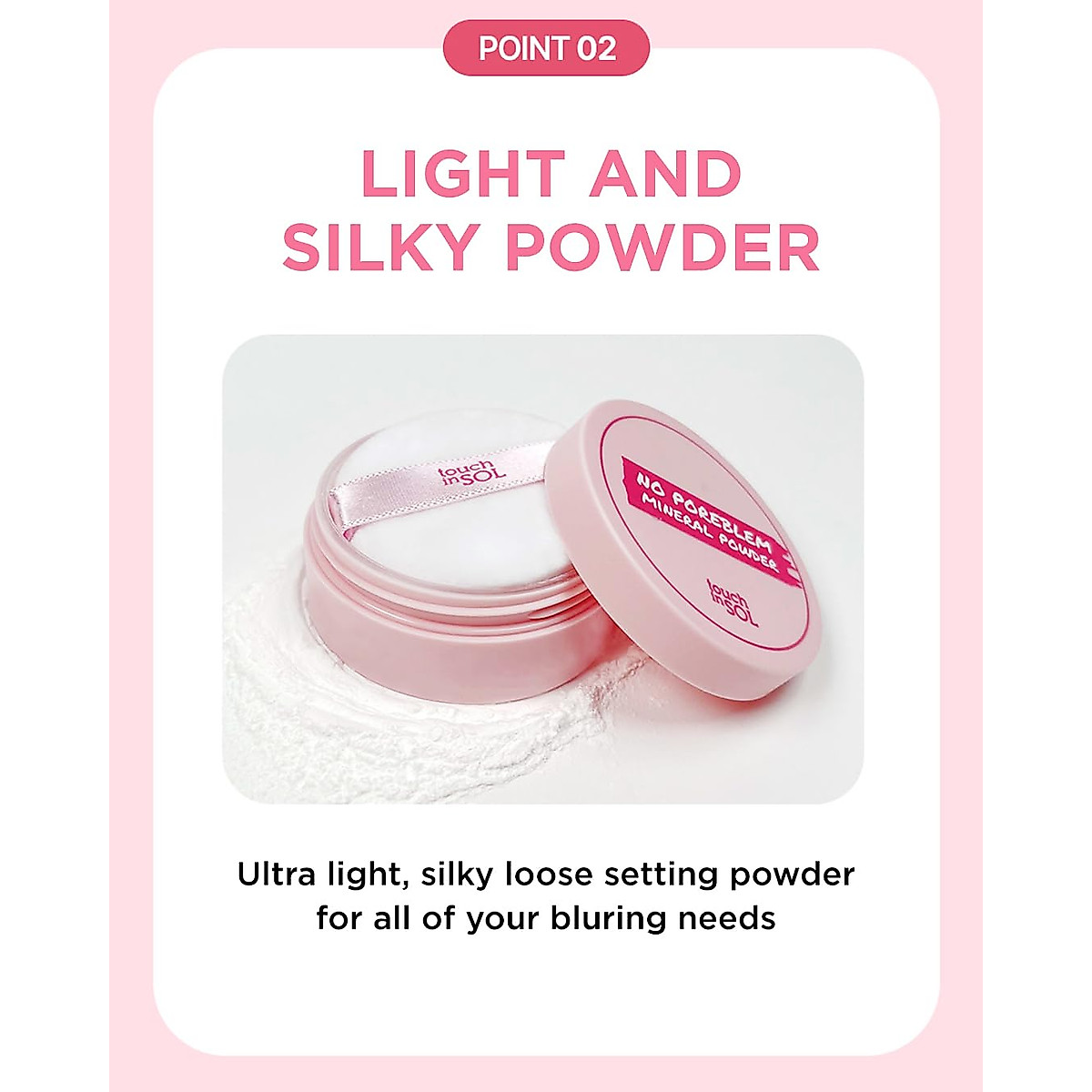 TOUCH IN SOL No Poreblem Mineral Powder - Translucent, Lightweight Loose Setting Powder for Flawless Matte Finish - Oil Control, Pore Primer, Blurs Imperfections & Fine Lines - Face & Greasy Hair Use
