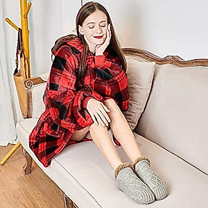 OLIVE OLIVIA Men's Sherpa Fluffy Fleece Socks,Increbible Soft Warm Cozy Fuzzy chrismas socks (Gray)