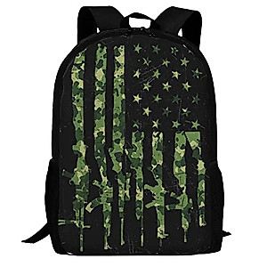 Viythuw American Flag Camo Backpack, Simple and Aesthetic Bookbag for Women Men, Lightweight Adjustable Black Backpack for Travel Outdoor Sports, Large Capacity Laptop Bag for Business Office