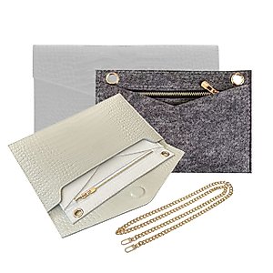 Uptown Clutch Conversion Kit with Gold Chain Wristlet Insert Wallet on Chain WOC Uptown Pouch Insert (Black)