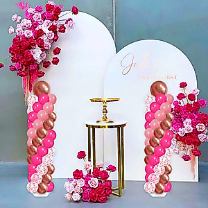 2 Sets Balloon Column Stand Kit with 100 Balloons 6 Ft Adjustable Balloon Stands Kit for Floor Metallic Rose Red Balloon Arch Column for Wedding Bridal Shower Valentine's Day Decorations