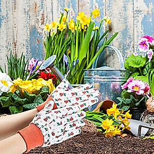 Geiserailie 4 Pairs Garden Gloves Floral Gardening Gloves with Soft PVC Dots Gloves Women Working Yard Gloves for Yard Cleaning, Fishing, Gardening, Weeding, Planting, Watering