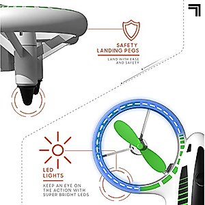 SHARPER IMAGE 2.4GHz RC Glow Up Stunt Drone with LED Lights, Mini Remote Controlled Quadcopter with Assisted Landing, Small Plane for Kids and Beginners, Wireless and Rechargeable