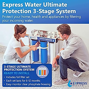 EXPRESS WATER 3-Stage Heavy Metal and Anti-Scale Water Filtration System, Stainless Steel, 100K Gallons