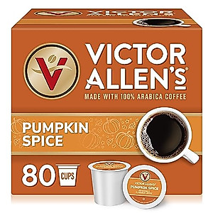 Victor Allen's Coffee Pumpkin Spice Flavored, Medium Roast, 80 Count, Single Serve Coffee Pods for Keurig K-Cup Brewers
