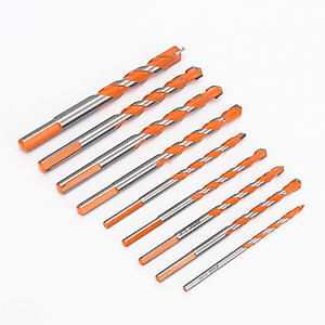 Overlord Punching Masonry Drill Bits Set for Tile, Brick, Cement, Concrete, Glass, Plastic, Cinder Block, Wood, Metal etc,Chrome Plated with Industrial Strength Carbide Tips (10 Pack) by Fryic
