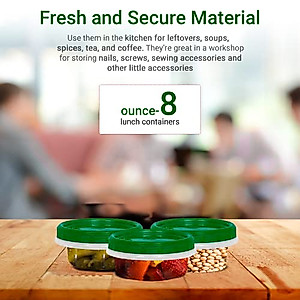 [Green - 12 Pk] Airtight Deli Containers with Lids Twist Lock Top Clear Food Storage for Meal Prep Snacks and Leftovers Freezer and Microwave Safe Stackable Leak-Resistant and 12 Pc. Set (8 Ounce)