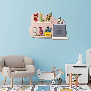 QILUCKY Magnetic Wall Shelf with Space for 14 Figures for Starter Children to Play and Collect(Clouds - Pink)