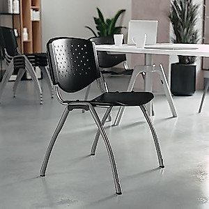 Flash Furniture HERCULES -5 Pack 880 lb. Capacity Black Plastic Stack Chair | Comfortable Seating with Durable Design