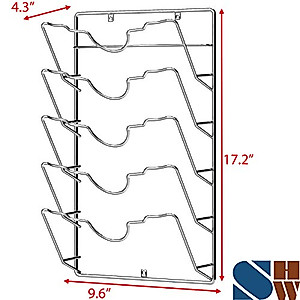 Wall Door Mounted Pot Lid Rack, Chrome Finish