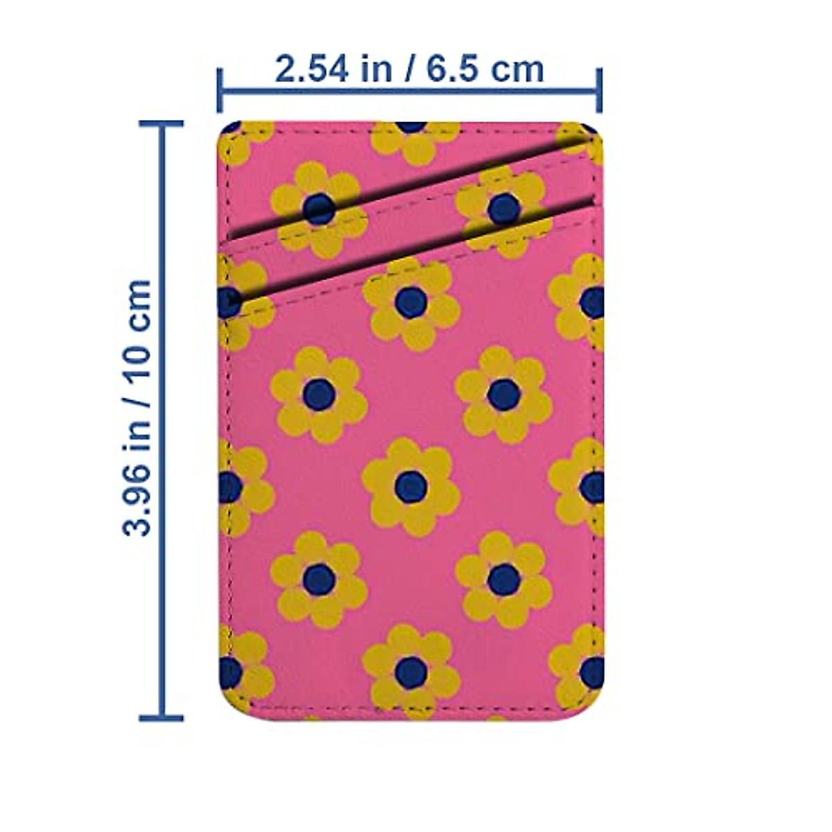 Diascia Pack of 2 - Cellphone Stick on Leather Cardholder ( Yellow Flowers On Pink Pattern Pattern ) ID Credit Card Pouch Wallet Pocket Sleeve