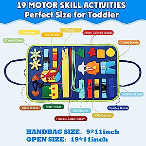 Guolely Busy Board Montessori Toy for 1 2 3 4 Year Old Toddlers - Educational Activity Developing Sensory Board for Fine Basic Dress Motor Skills - Travel Toys for Plane Car, Gift for Boys Girls