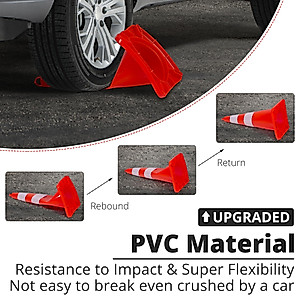 10 Pack Traffic Cones, 28 Inch Upgraded PVC Safety Cones with Reflective Collars Road Parking Cones Construction Cones for Parking Lot, Traffic Control, Driving Training