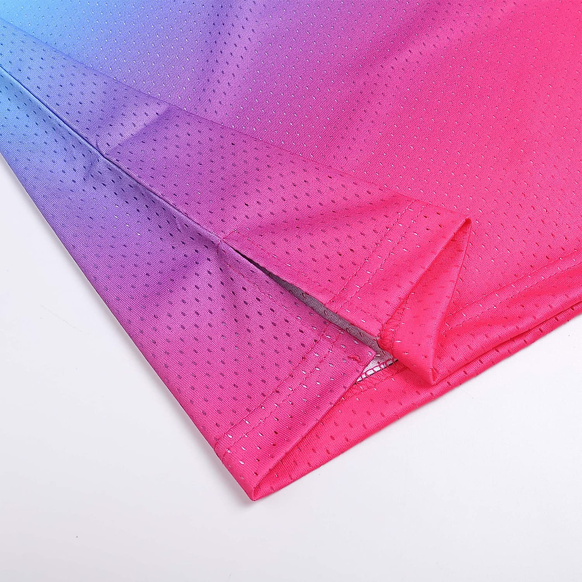 DEHANER Custom Basketball Jersey for Men Kids Youth Causal Summer Game Mesh Tank Top Outfits,White/Light Blue/Pink Gradient Jersey,Men Size Large