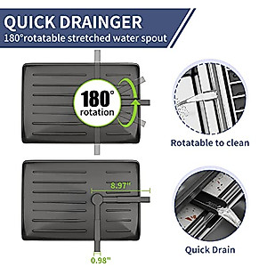 Dish Drying Rack, Stainless Steel Dish Rack Large Dish Racks for Kitchen Counter with Drainboard Rustproof Dish Drainers with Utensil Holder Knives Spoons and Fork Fingerprint-Proof