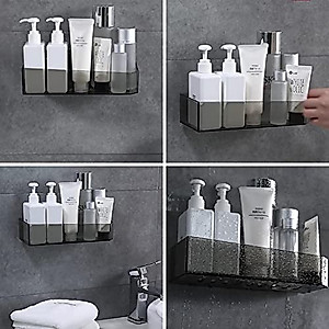 Iukpptui 2 Pack Shower Shelf Bathroom Shelf Organizer Wall Mounted Makeup Cosmetic Storage Tray Rack No Drilling