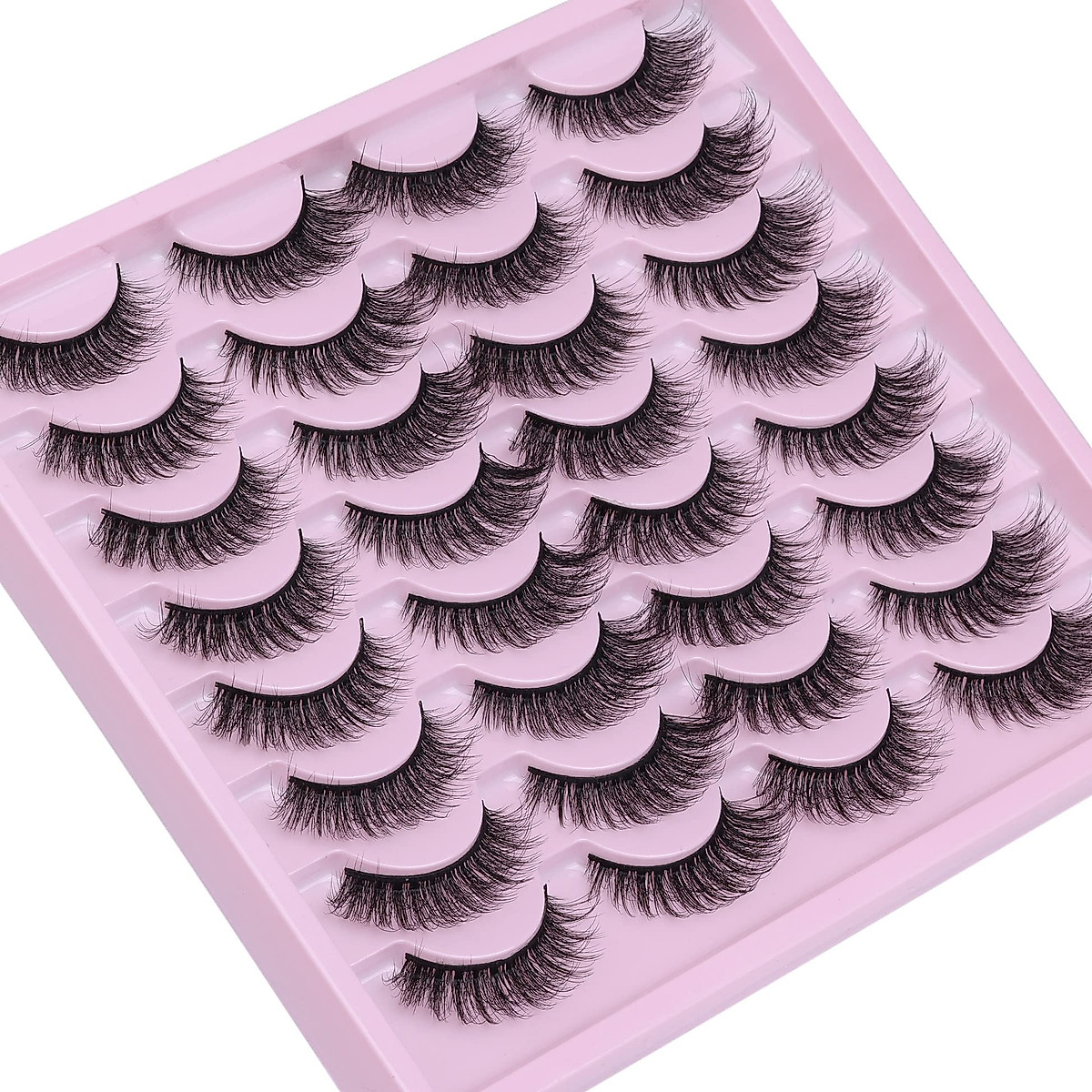 Natural Eyelashes 15mm Fake Lashes Cat Eye Mink Lashes Fluffy Volume Wispy Eyelashes Pack 16 Pairs by Zegaine