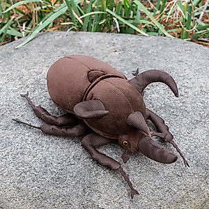 ZHONGXIN MADE Simulation Atlas Beetle Stuffed Plush Toy - 10" Realistic Chalcosoma Atlas Animal Insect Beetle, Soft Crustaceans Animals Model, Unique Beetle Toys Model Dolls Gifts for Kids