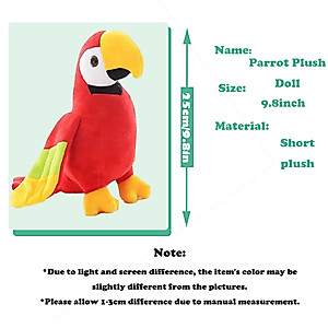 CHELEI2019 9.8" Parrot Plush Stuffed Animal Bird Soft Cute Realistic Red Parrot Toy for Kids