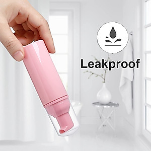 50 pcs 2oz/60ml Foam Pump Bottle Lash Shampoo Bottles Travel Foam Pump Bottle Empty Pink Plastic Refillable Mini Soap Dispenser for Hand Sanitizer Liquid (Pink)