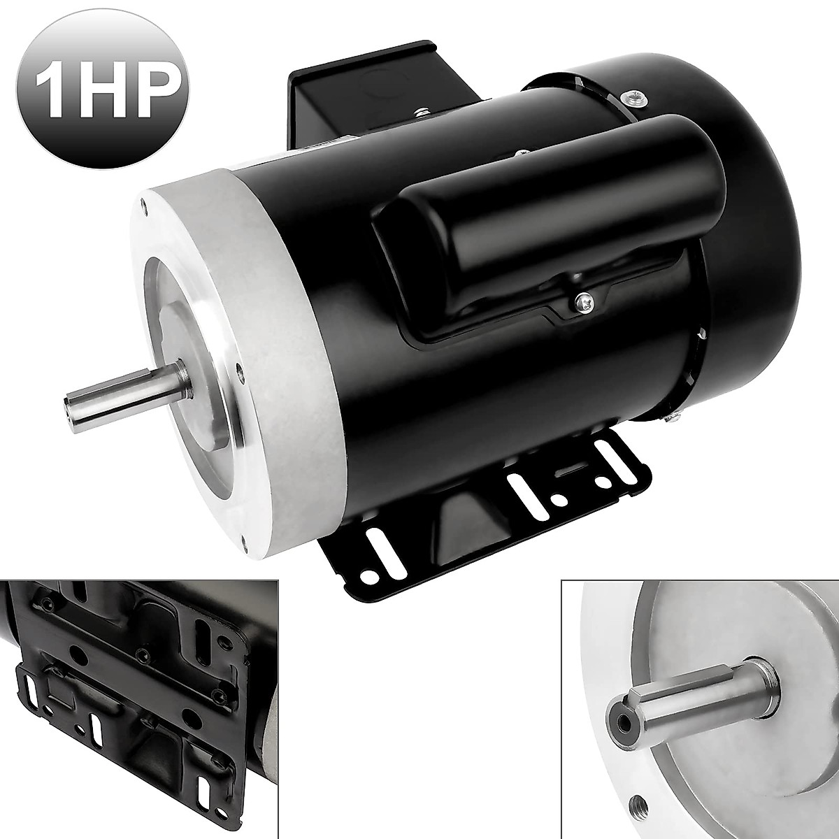 1 HP Electric Motor General Purpose Single Phase Motor 3450 RPM 115/230V 11.2/5.6A 56C Frame TEFC CW/CCW