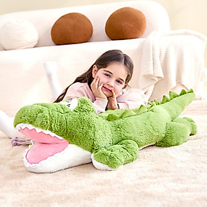 IKASA Giant Crocodile Stuffed Animal Plush Toys,Soft Toy 30" Alligator Large Cute Huge Jumbo Big Size Kawaii Fluffy Fat Plushie,Gifts for Kids