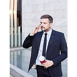 Shappy Men's Satin Lapel Pins with Metal Chain, Handmade Boutonniere Pins with Metal Chain and Storage Box (15 Colors)