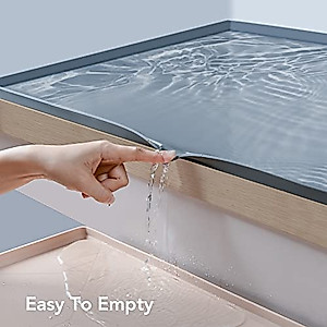 Under Sink Mat, Under Sink Mats for Kitchen Waterproof, 34”x22” Silicone Under Kitchen Sink Liner Mat, Flexible Under Sink Drip Tray for Kitchen Bathroom, Thick Under Sink Rubber Mat With Lip, Grey